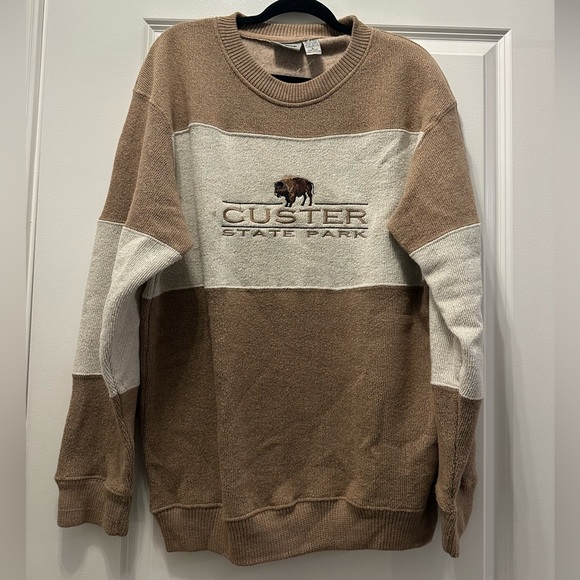 Renegade | Sweaters | Custer State Park Mens Tan And Cream Crewneck ...